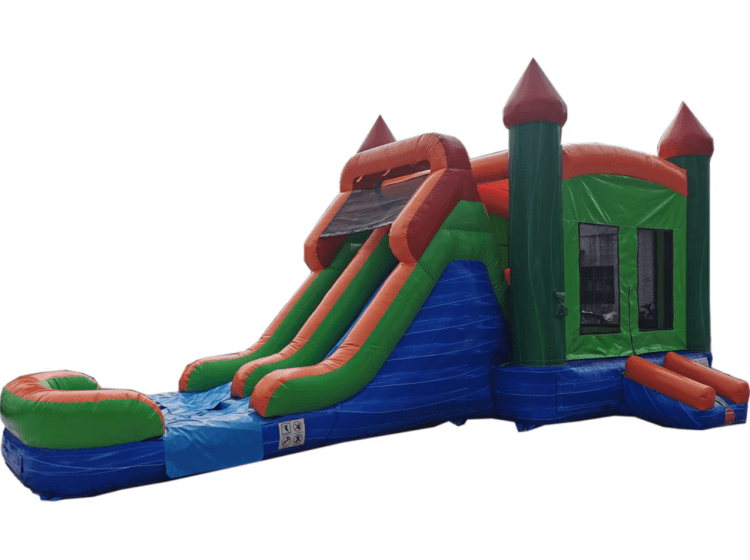 Green & Orange Bounce & Double Slide Combo - Checketts Amusements North ...